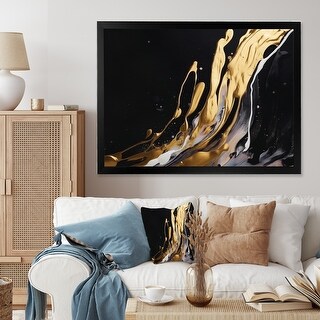 Designart "Gold And Black Marble Medley Ii" Abstract Marble Framed Wall Art Prints - Bed Bath ...
